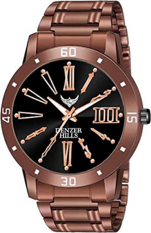 Buy DENZER HILLS Mens Big Face Stainless Steel Analog Quartz ...