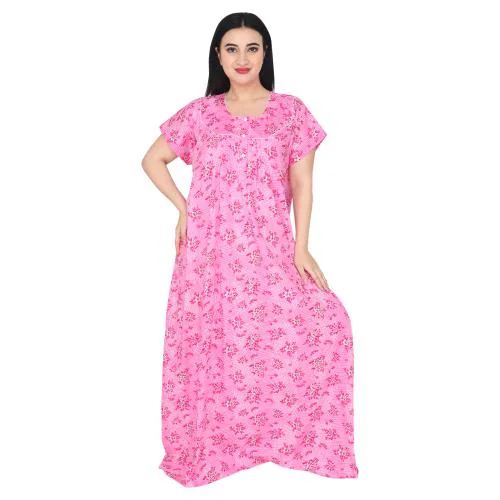 Buy OSF Printed Cotton Nighty Plus Size for Ladies Nightwear Sleepwear ...