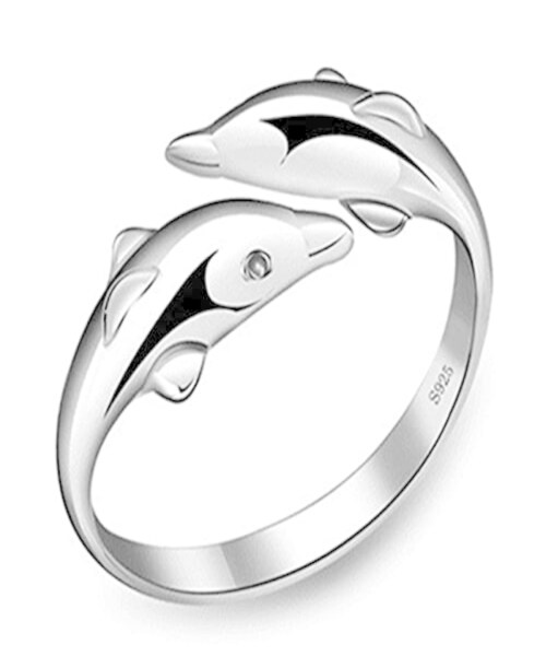 Buy BLOOMSTYLE Dolphin Shape Ring Adjustable Open Cute Animal Finger ...