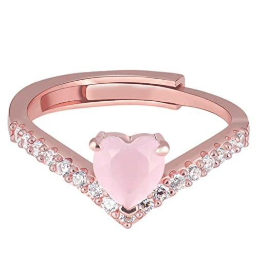 Buy Giva Sterling Silver One Size Rose Gold Pink Heart Ring Online at ...