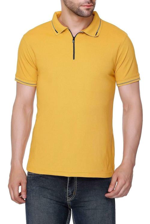 Buy Colors and Blends Men Mustard Solid Standard Length Polos Online at ...