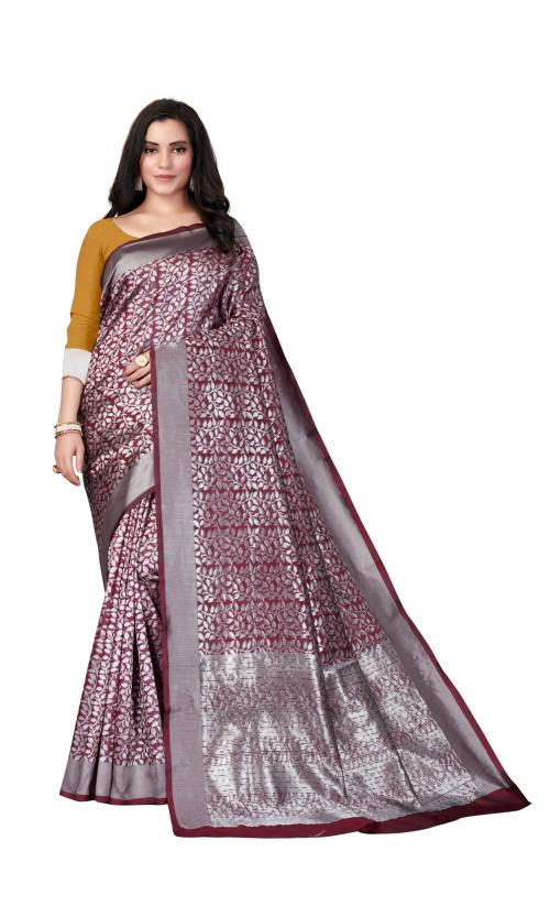 Buy NOPSE Women's Litchi Silk Designer Banarasi Saree (Radhika Maroon ...