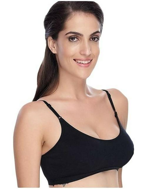 Buy DAISY DEE Women's Cotton Non Padded Wirefree Full Coverage Bra - (Black, 38B) Online at Best ...