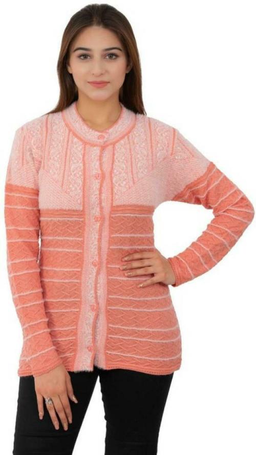 Buy Loglo Women Orange Striped Acrylic Blend Sweater - M Online at Best ...