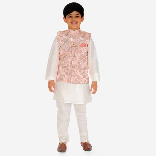 Buy Pro-Ethic Style Developer Ethnic Wear Silk Peach Kurta Pajama Set ...