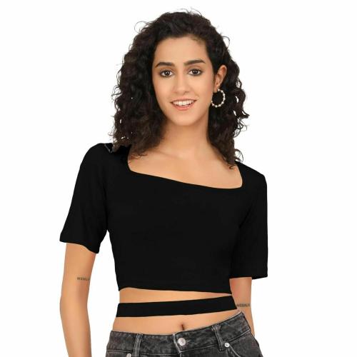 Buy Ad2Cart Women Black Cotton Va4448 Triangle Neck Crop Top (L) Online ...