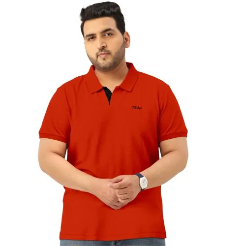 Buy TAB91 Men's Polo Solid Plus Size RUST 5XL T-shirt Online at Best ...