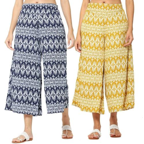 Buy PIXIE Store Women Multicolor Printed Crepe Palazzo (Pack of 2) Online at Best Prices in ...