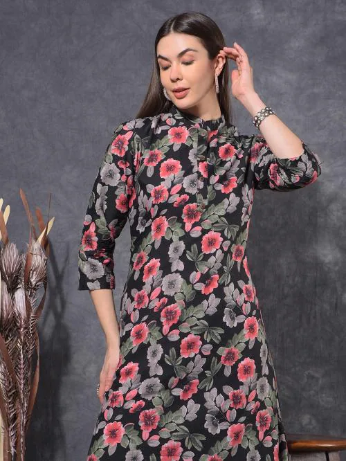 Buy Mamoose Women's BLACK Colour Kurti Online at Best Prices in India ...