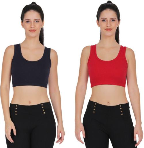 Buy Milaca Women Black,Red Elastane Pack of 2 Non Padded Cami Bra (M ...