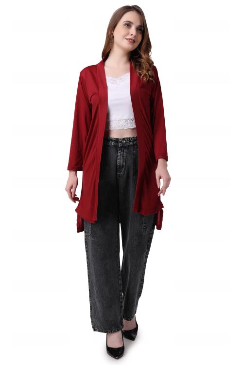 Buy Affair Maroon Colour Cotton shrug Online at Best Prices in India ...