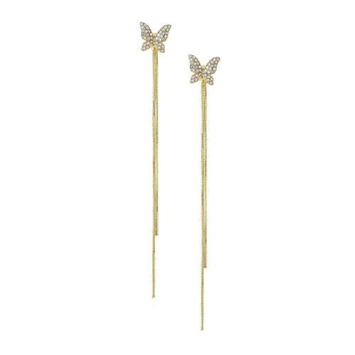 Buy Kairangi by Yellow Chimes Gold Metal Crystal Studded Elegant Long ...