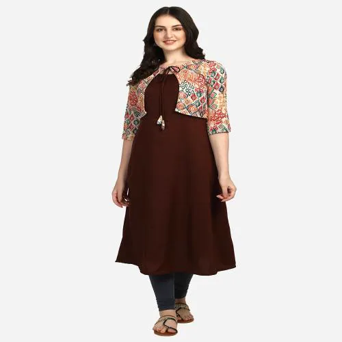 Buy Sitaram Designer Women Self Design A-line Kurti with koti Online at ...