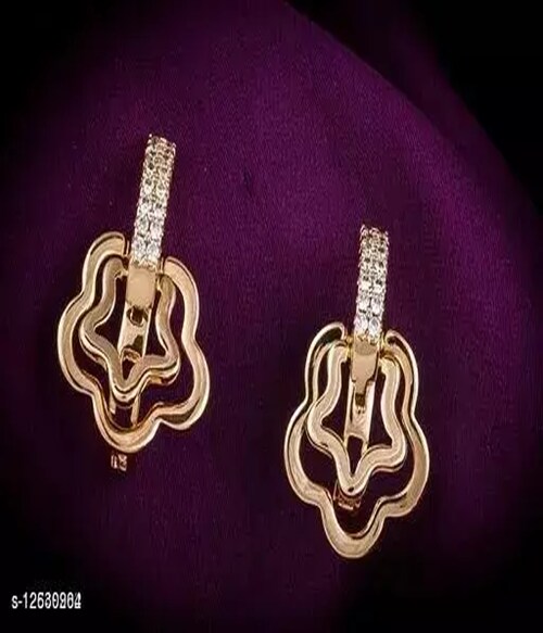 Buy FANCY KF Rose Gold Plated Twinkling Chic Earrings-Size-Free Size ...