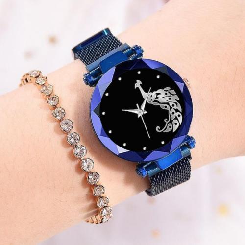 Buy ILOZ New Laxurius Looking Peacock Dial Blue Magnet Chain belt ...