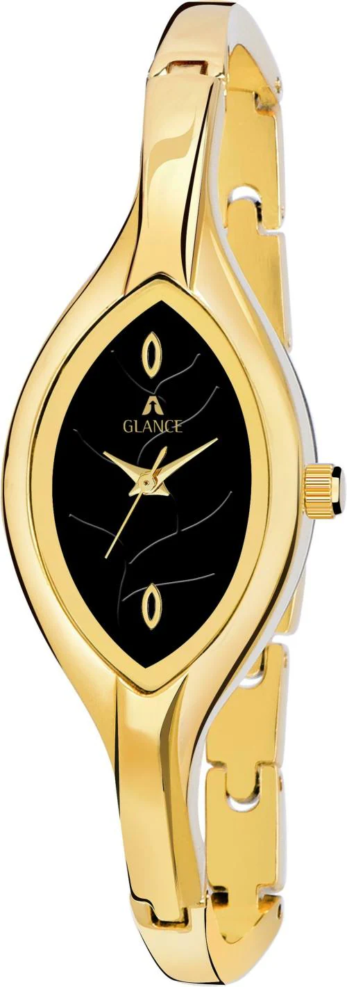Buy Aglance Analog Black Dial Gold Strap Watch for Women Online at Best ...
