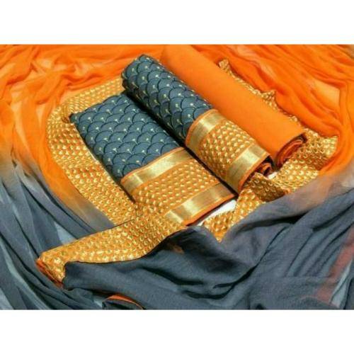 Buy GURHAL Embroidered Cotton Unstitched Dress Material Grey Online at ...