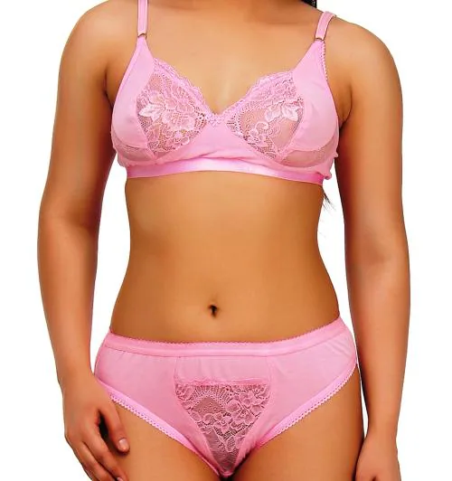 Buy TCG Designer Honeymoon Light Pink Bra & Panty set made by soft Cotton Fabric Online at Best ...