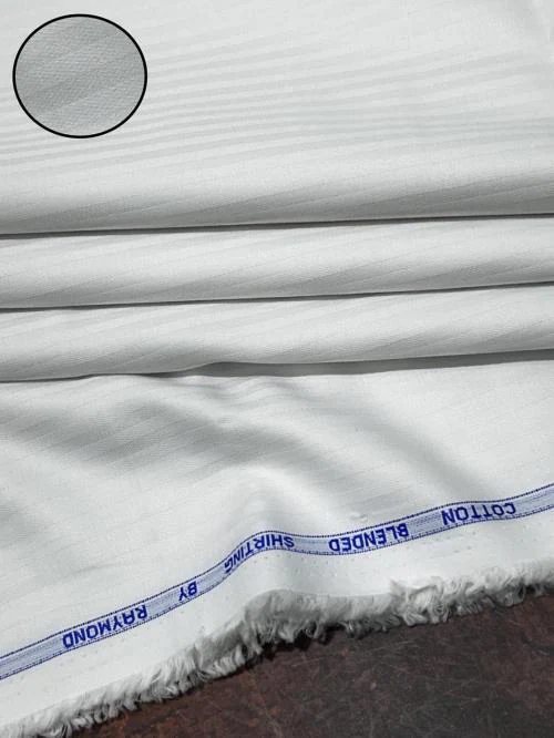 Buy Raymond Self Design Cotton Blended White Shirt Fabric in Box ...