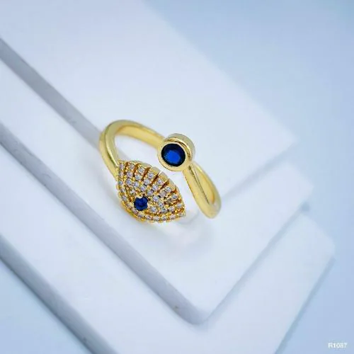 Buy Zivom Evil Eye Blue Gold Cubic Zirconia Copper Adjustable Free Size Band Ring Women Online ...