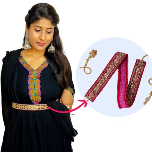 Buy The Cool GrandMom Handicrafted Belt for Women | Dark Pink Kamarband ...