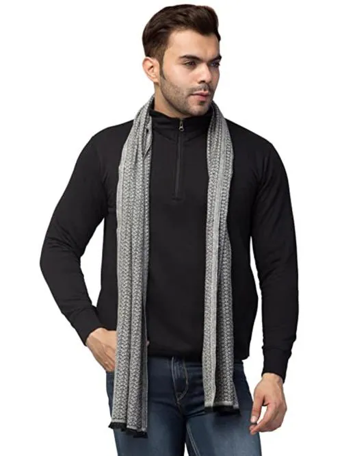 Buy Tweedle Men Black Wool Jacquard Design Muffler For Winters 13 x 75 ...