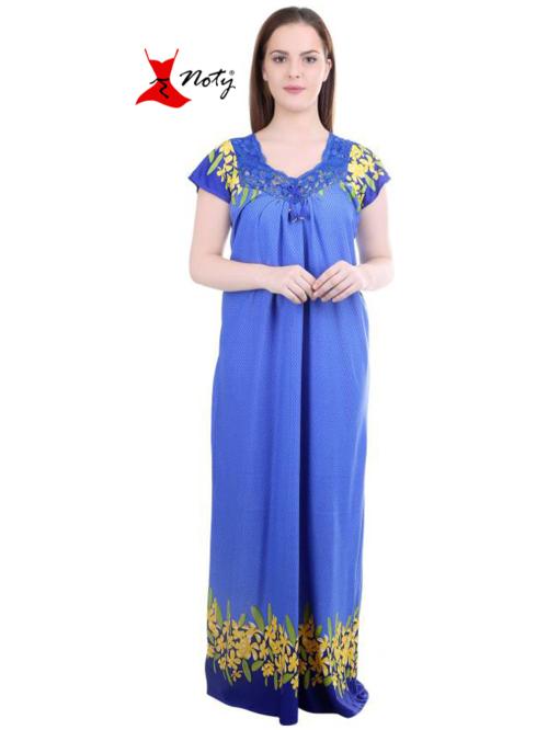 Buy Noty Women's- Nighty/Maxi/Gown- Serena Fabric- Dotted Print (Blue ...