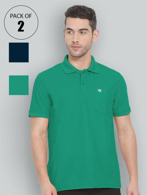 Buy Lux Nitro Combo Pack Pocket Polo T-shirt For Men(Navy Blue & Sea ...