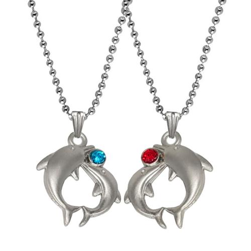Buy Valentine Gift Dolfin Fish Romantic Couple Pendant Necklace Zinc ...