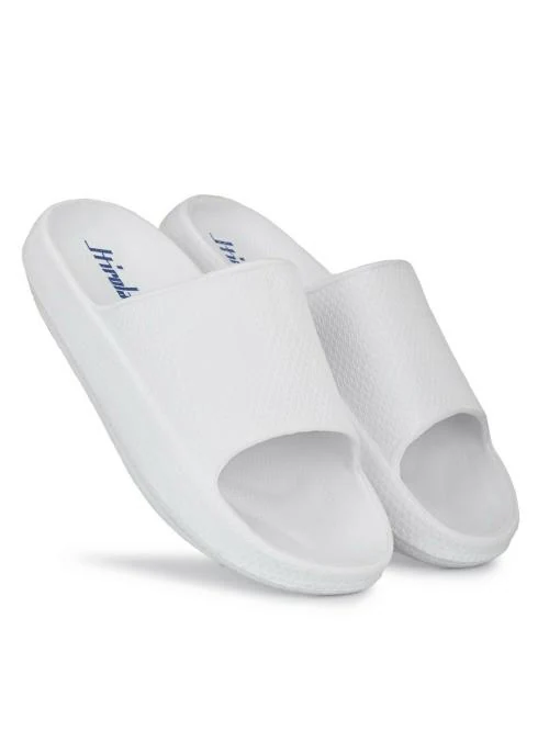 Buy Hirolas Men cushioned Fluffy comfortable Slipper Sliders - White ...