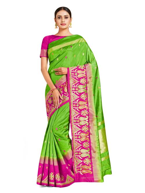 Buy Mimosa Kanjivaram Style Art Silk Saree Color: Green (4676-S-12-2D-PG-RN) Online at Best ...