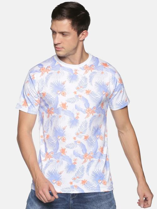 Buy MASH UNLIMITED Men's White Printed Slim Fit ROUND Neck Tshirt ...