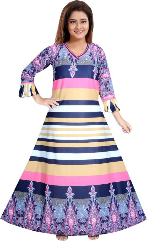 Buy Pursa Multicolor Sarina Printed Nighty, Free Size (Pack of 1 ...
