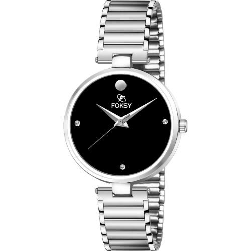 Buy Foksy FKS-1010W Black Dial And Silver Analog Watch For Women Online ...