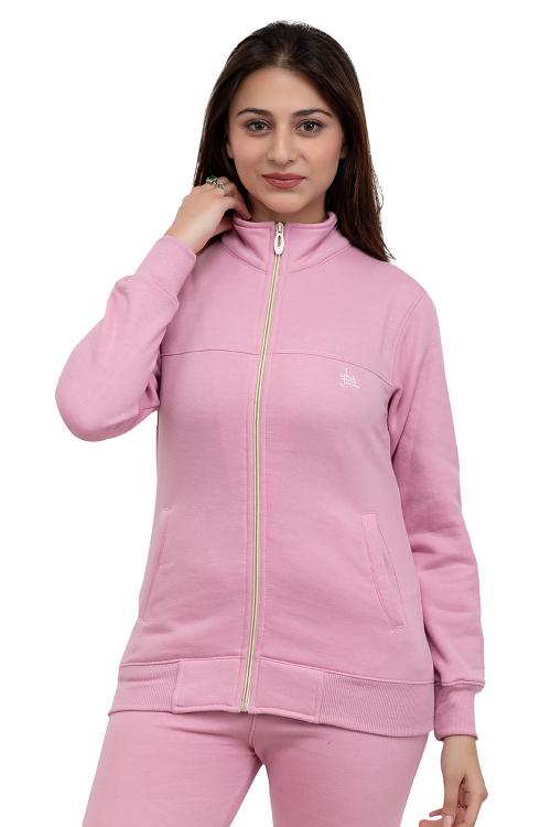 Buy YHA Women's Regular Fit Pastel Pink Zipper Jacket Online at Best ...