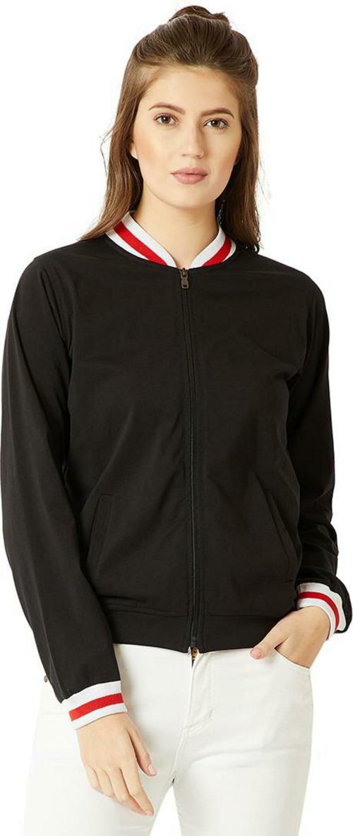 Buy Miss Chase Women Black Solid Cotton Single Jacket Online at Best ...