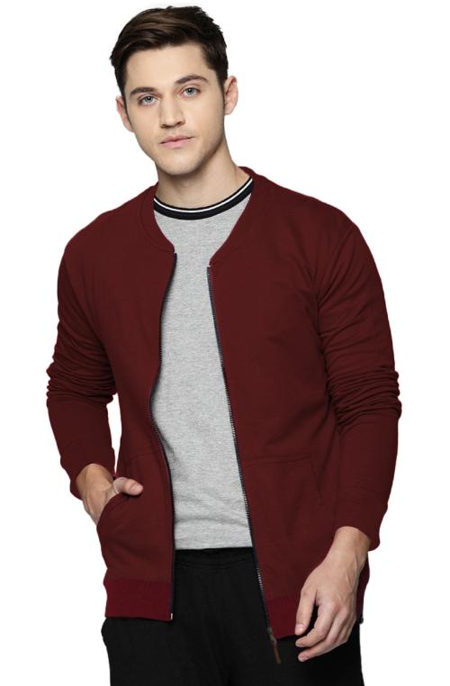 Buy LEOTUDE Men's Regular Fit Bomber Jacket (Color: Maroon) Online at Best Prices in India ...