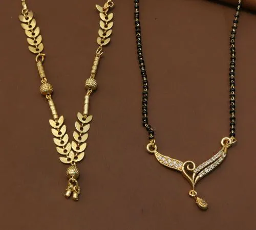 Buy H R SALES - Gold Plated Black Beaded Single Chain Mangalsutra and ...