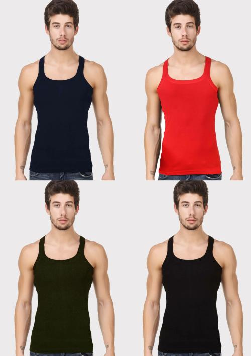 Buy Hap Men's Cotton Gym Vest/Tank Top /Sporty (Multicolour) Pack of 4 ...