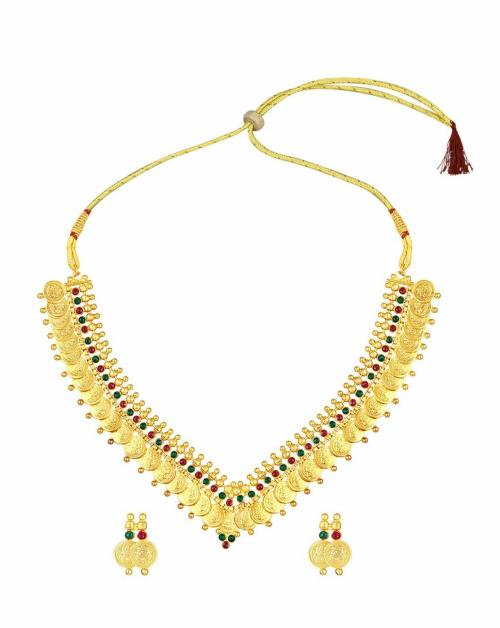 Buy Asmitta Gold toned Laxmi coin Necklace Set Online at Best Prices in ...