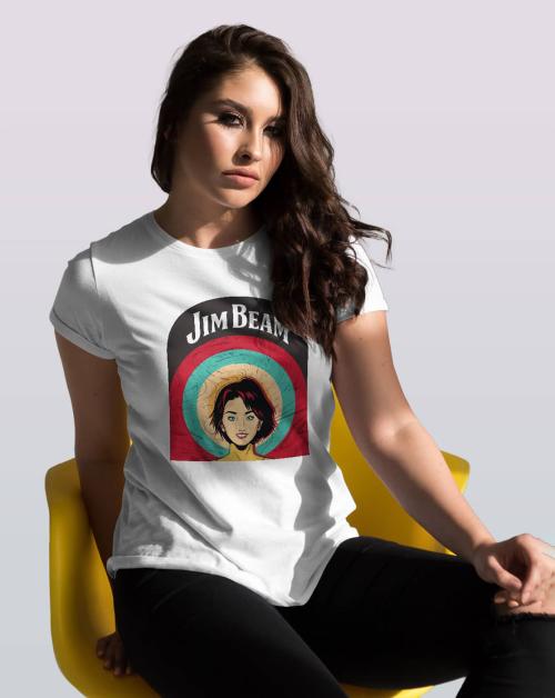 Buy Macmerise Jim Beam Character Black White T-shirt for Womens Online ...