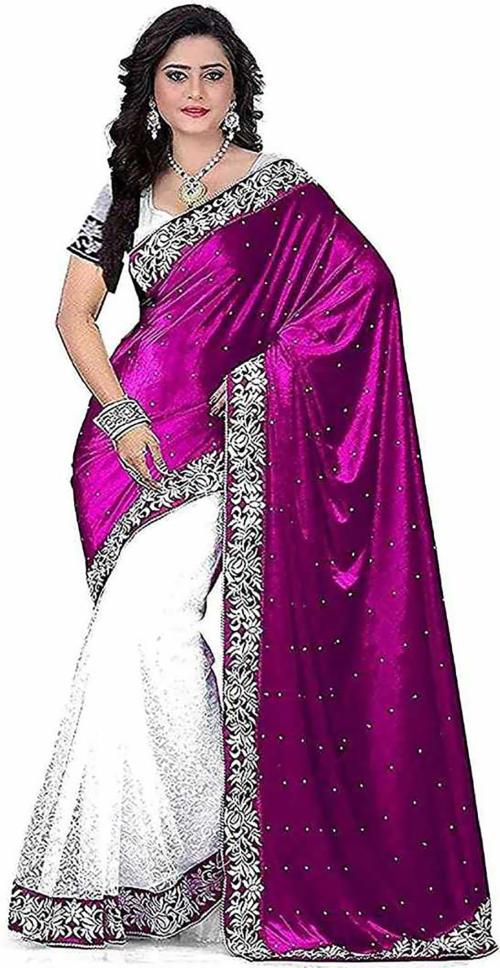 Buy N V Patel Women Purple Embroidered Velvet and Brasso Bollywood ...