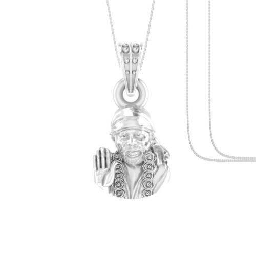 Buy Akshat Sapphire Pure Silver God Sai Baba Pendant With Chain ...