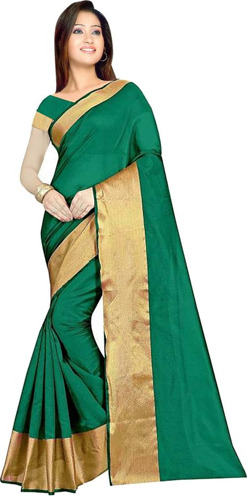 Buy SUALI Women Green Solid Georgette Single Saree Online at Best ...