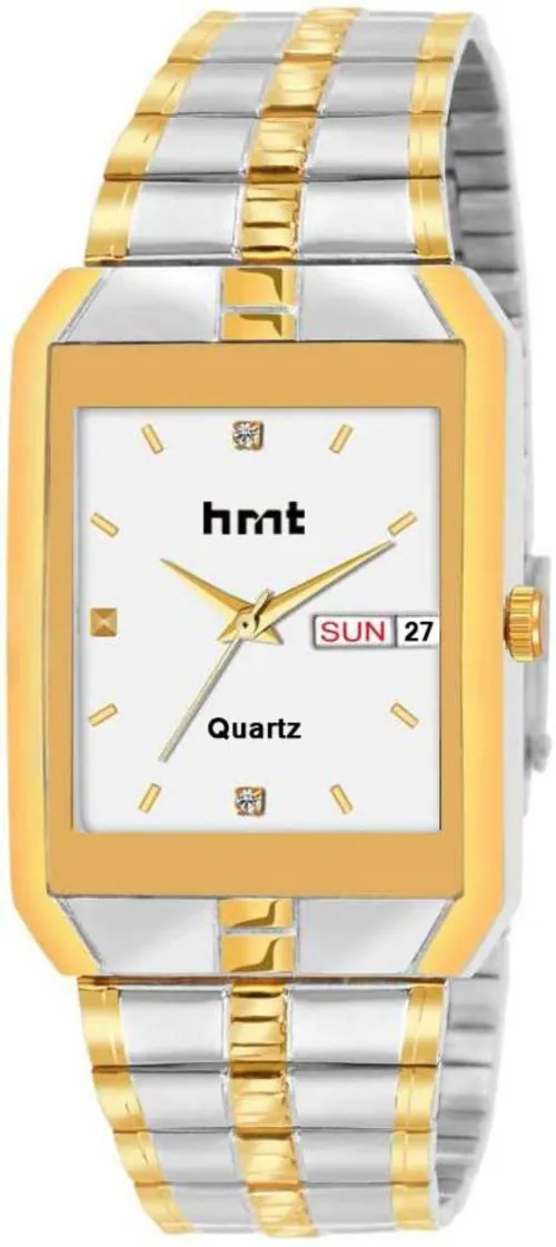 Buy hrnt Analog White Dial Gold and Silver Strap Watch for Men (HMTW ...