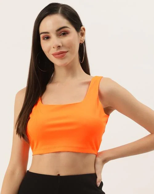 Buy Neon Orange Basic Crop Top Online at Best Prices in India - JioMart.