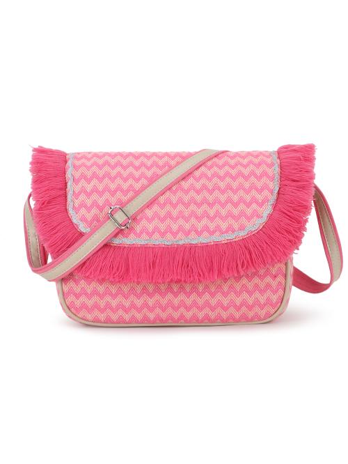 Buy Anekaant Geomat Pink Acrylic Jacquard Chevron Sling Bag Online at ...
