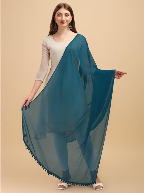 Buy IrisTheStudio Women Blue Chiffon Solid Dupatta Online at Best ...