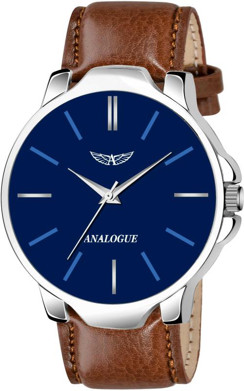 Buy Analogue Analog Blue Dial Brown Strap Watch For Men (Anlg-428-Blue ...
