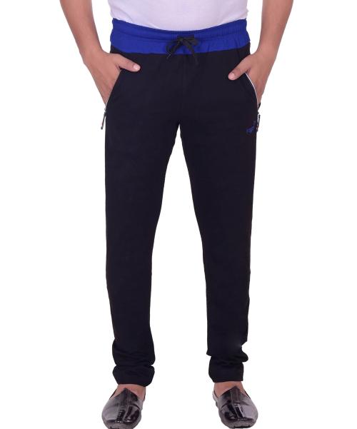 Buy Vego Men Black Cotton Two Zip Pocket Track Pan (M) Online at Best ...